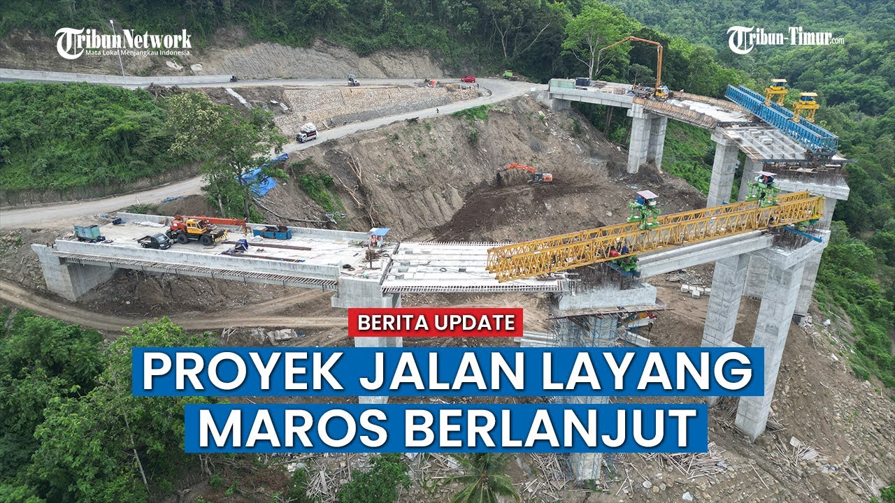 Pemasangan Balok Girder Jembatan 2 di Jl Poros Maros-Bone Terekam Drone ...
