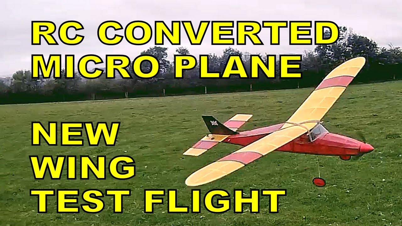 Test Flight For the Cadet/Wisp RC Conversion New Wing - YouTube