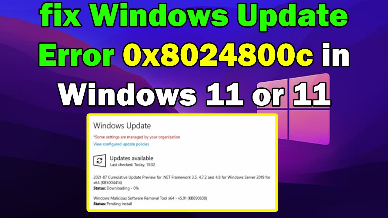 How to fix Windows update error 0x8024800c windows 11 or 10 - YouTube