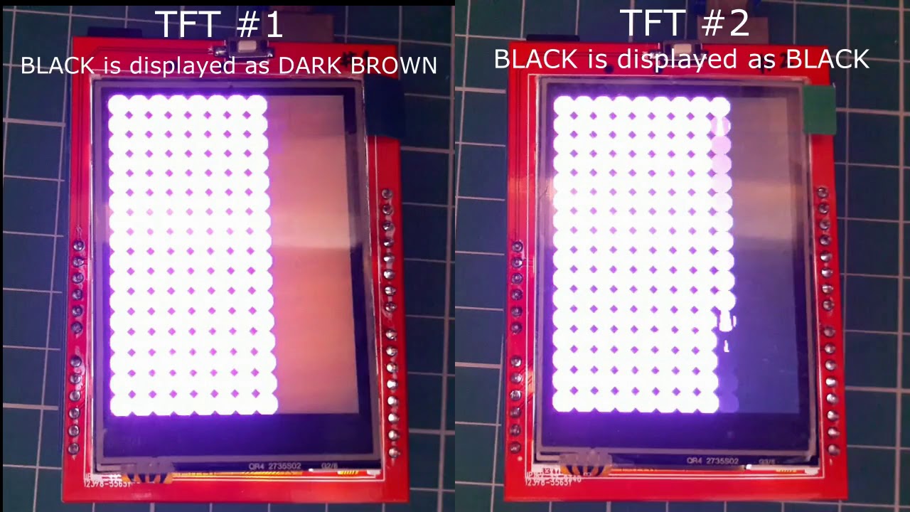 Arduino 2.4 inch TFT comparison color problem - YouTube