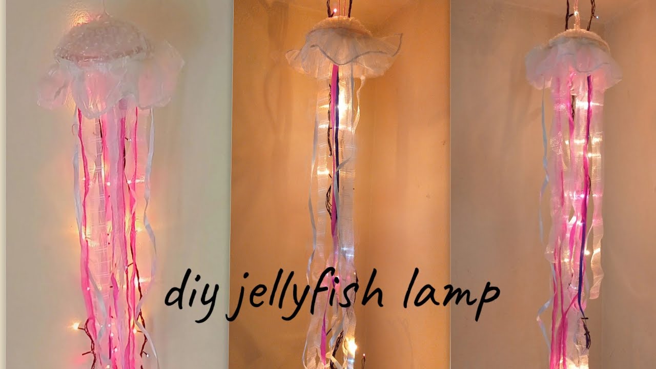 Make easy jellyfish lamp decor 🐚🎐|room decor|diy ️|waste materials craft - YouTube