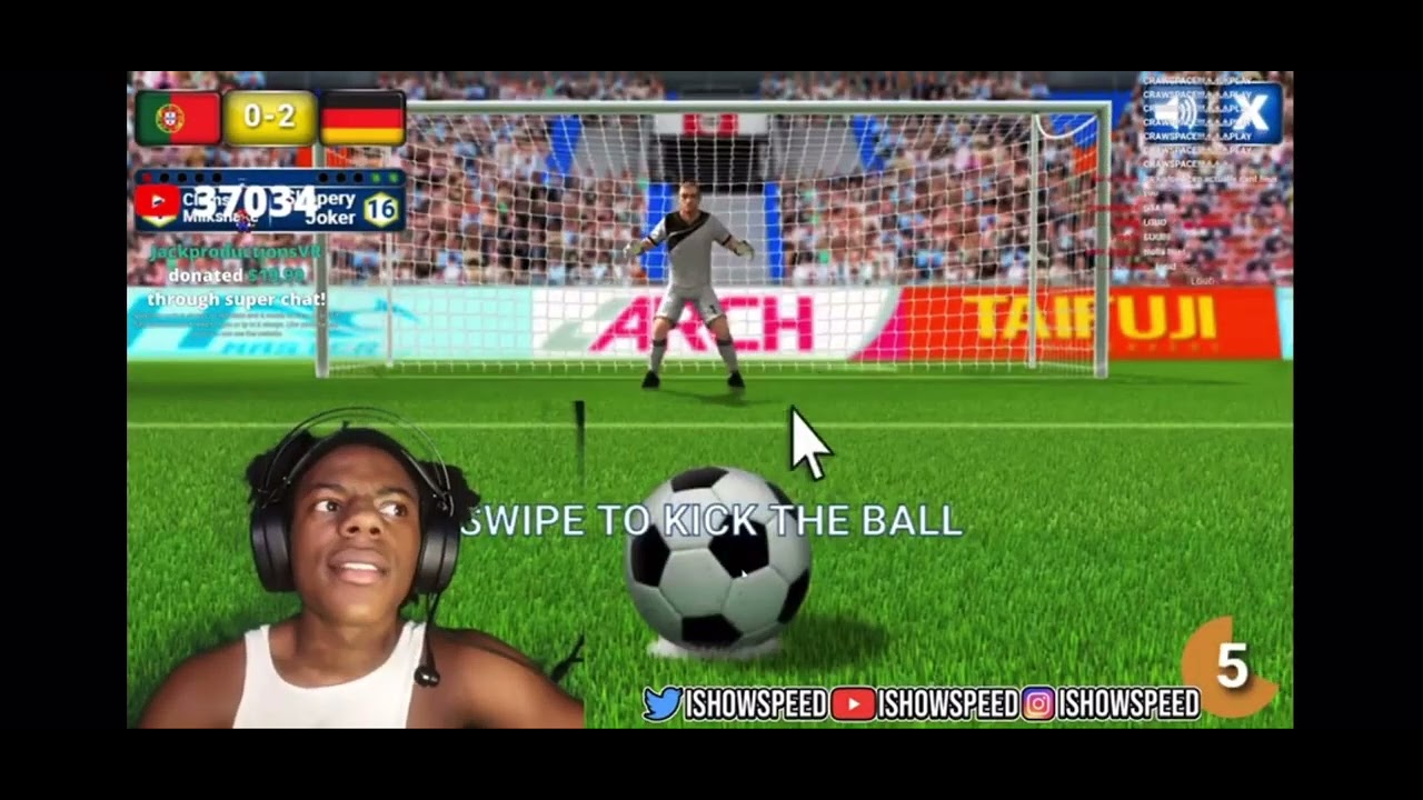 Ishowspeed plays penalty kick online - YouTube