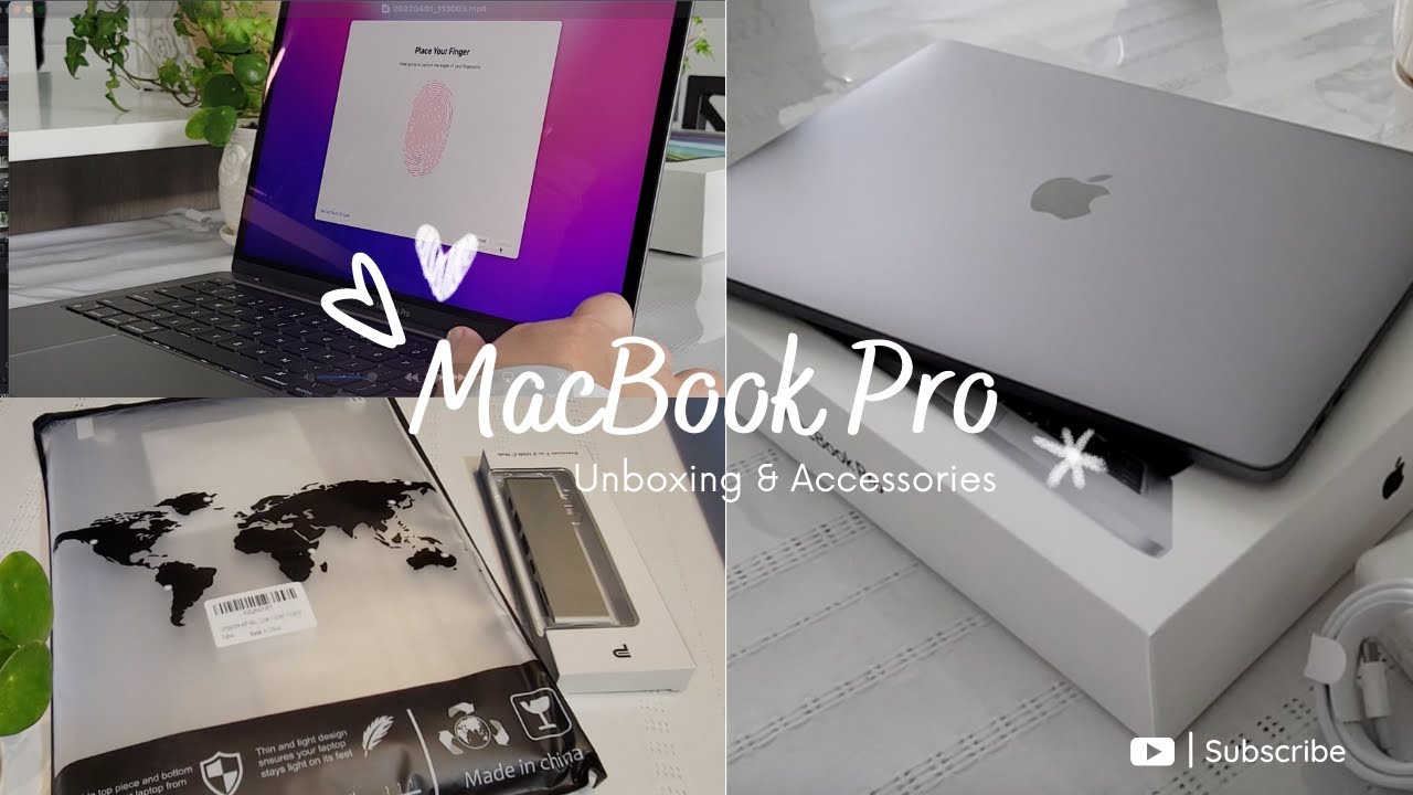 MACBOOK PRO M1 space grey unboxing setting up + accessories - YouTube