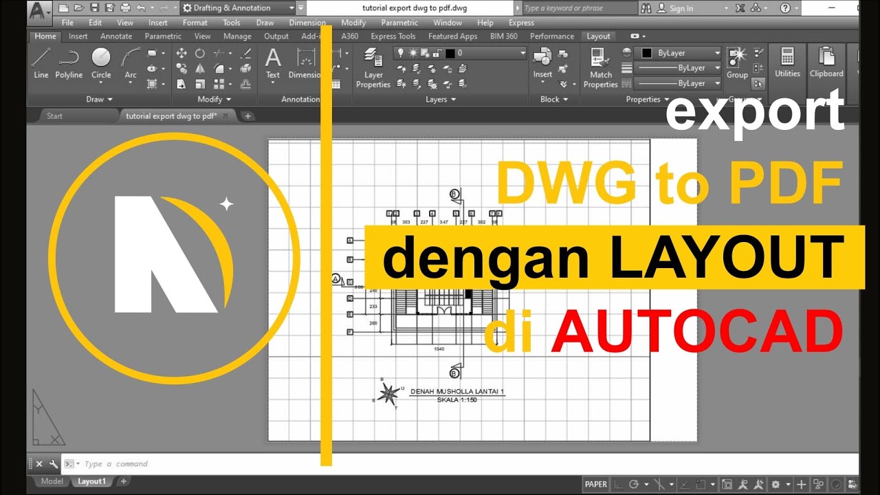 cara EXPORT DWG to PDF dengan LAYOUT di AUTOCAD - YouTube