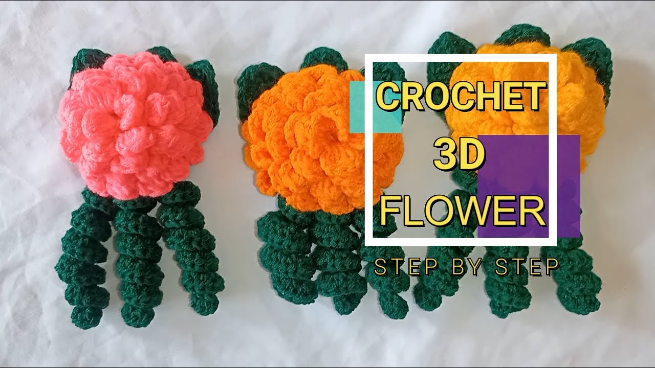 Crafting Beauty: Crochet 3D Flower Tutorial 🌸🧶 - YouTube