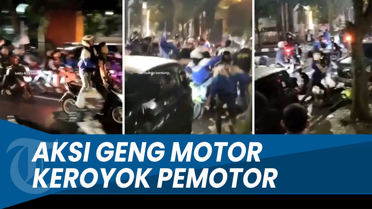 DETIK-DETIK Aksi Geng Motor Keroyok Pemotor di Bandung - YouTube