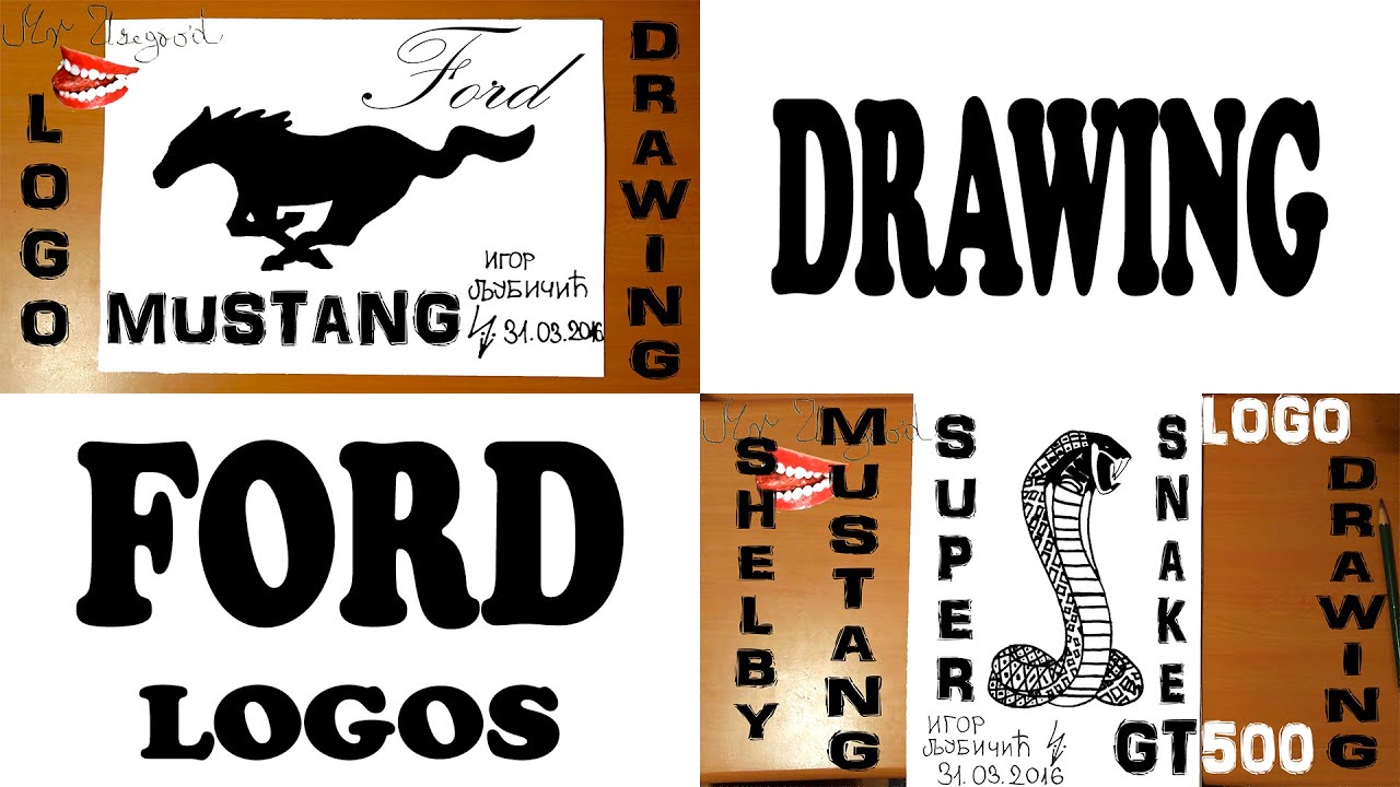 How to Draw FORD Logo Step by Step Easy: Ford MUSTANG Logo and SHELBY ...