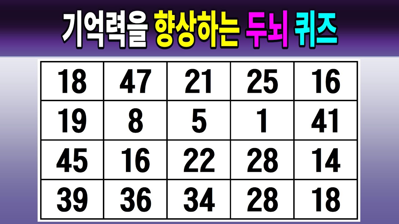 기억력을 향상하는 두뇌 퀴즈 【같은숫자찾기치매예방퀴즈치매테스트숫자퀴즈숫자찾기숫자3쌍】 Youtube