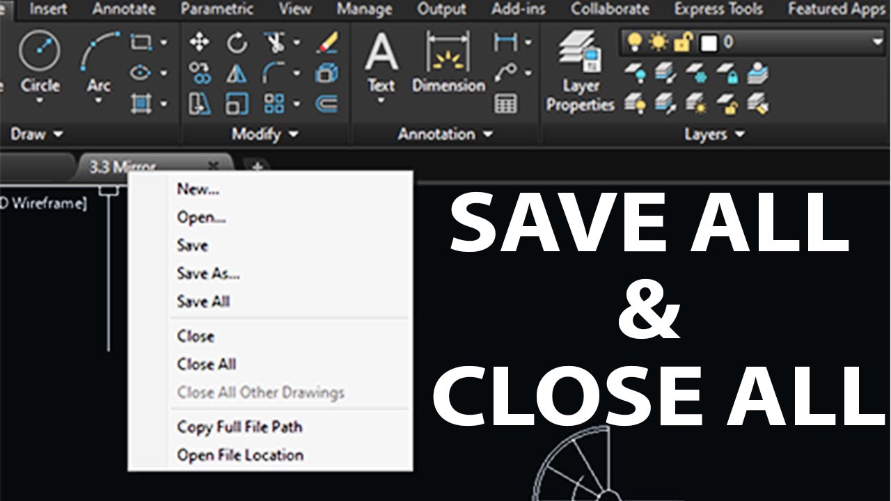 AutoCAD SAVE ALL & CLOSE ALL (An interesting Command) - YouTube