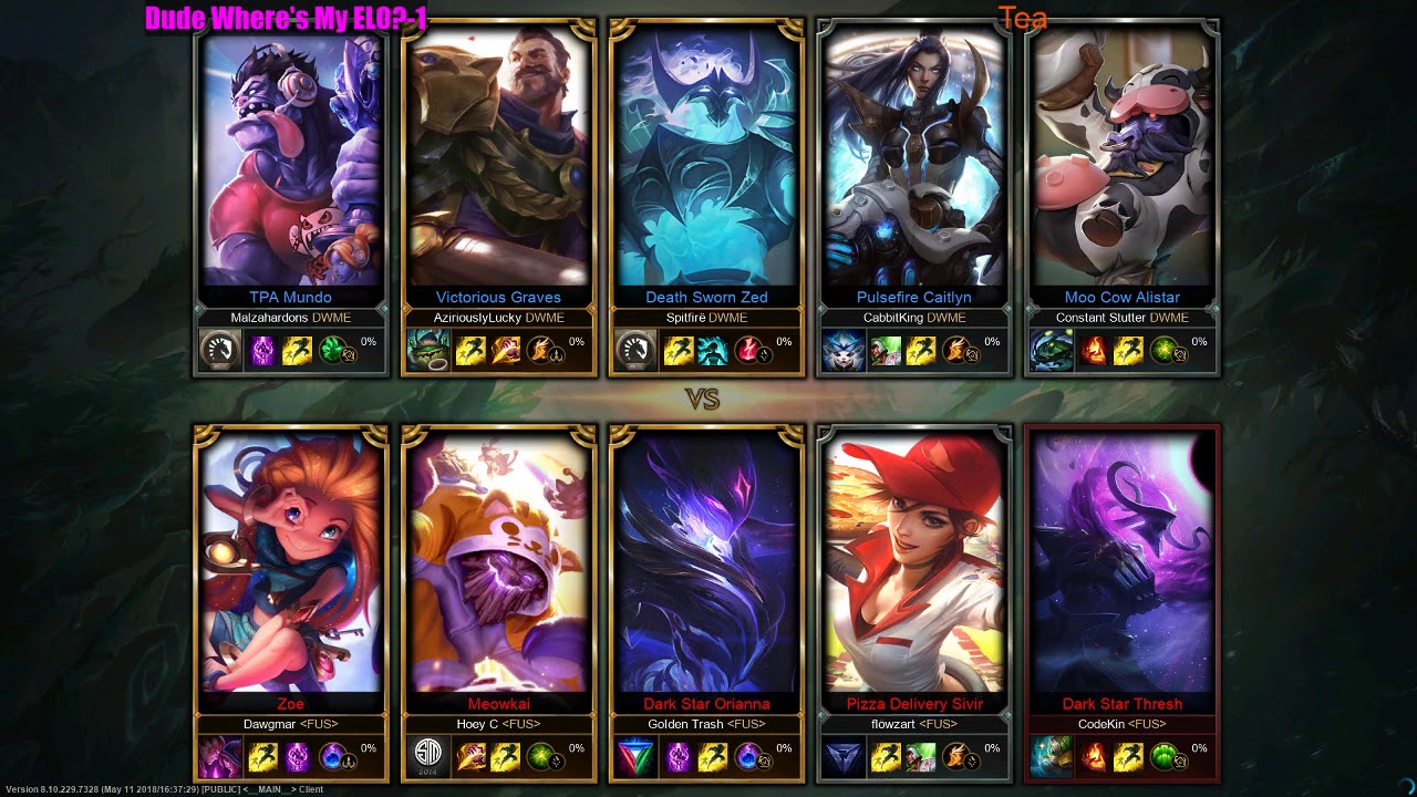 Team Fusion vs. Dude Where's My ELO Game 1 - YouTube