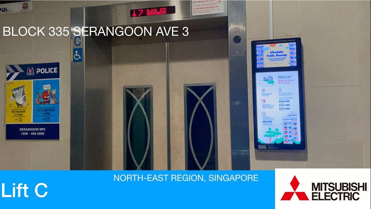 HDB Block 335 Serangoon || Mitsubishi Elevator (Lift C) - YouTube