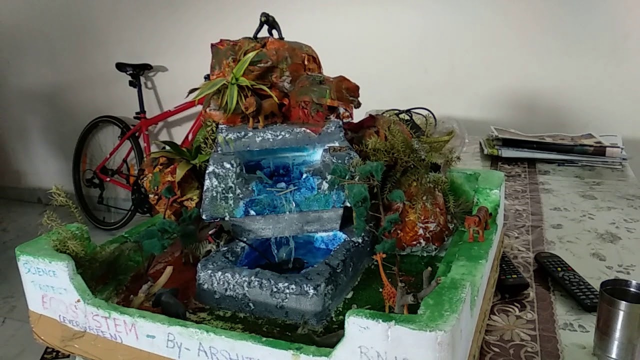 Working project model of ecosystem with waterfall - YouTube