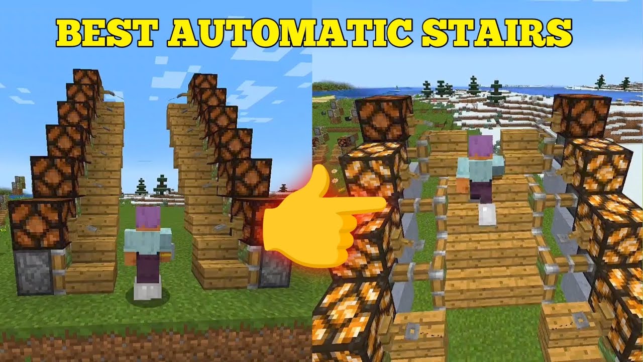 Minecraft Best Automatic Stairs Tutorial #minecraft #automaticstairs - YouTube