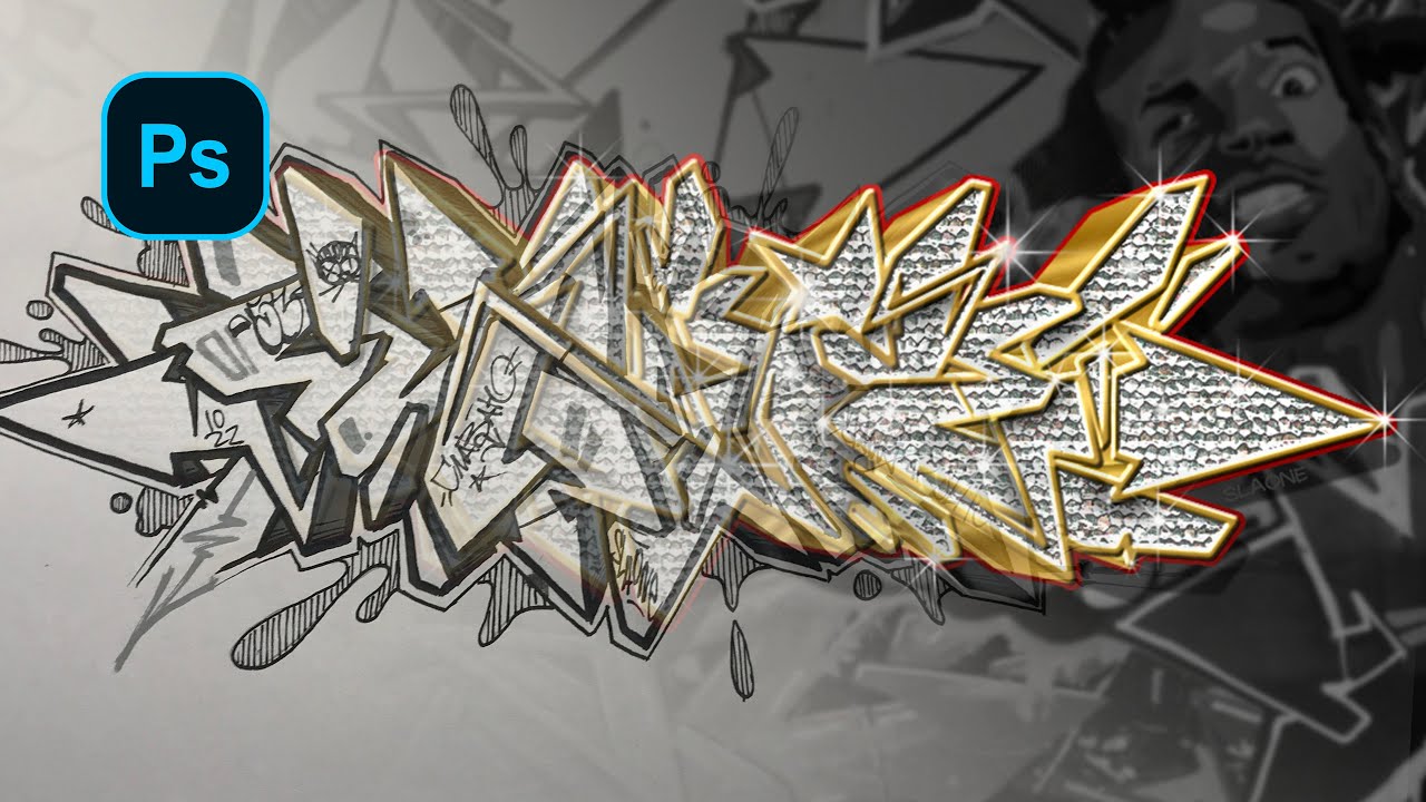 Золотой wildstyle. Граффити в фотошопе - YouTube