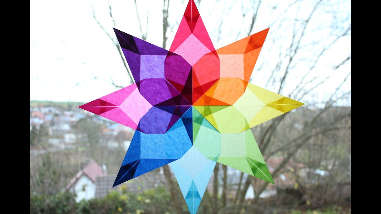 DIY Origami Transparentpapier Fenstersterne Weihnachtsdeko Anleitung ...