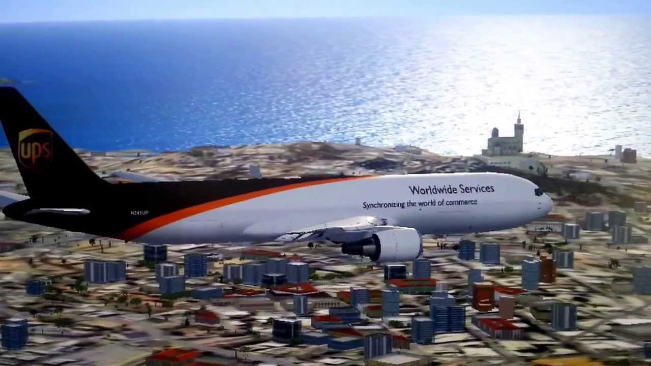 FSX BOEING 767 UPS PORT OF MARSEILLE / MARIGNANE AIRPORT APPROACH - YouTube