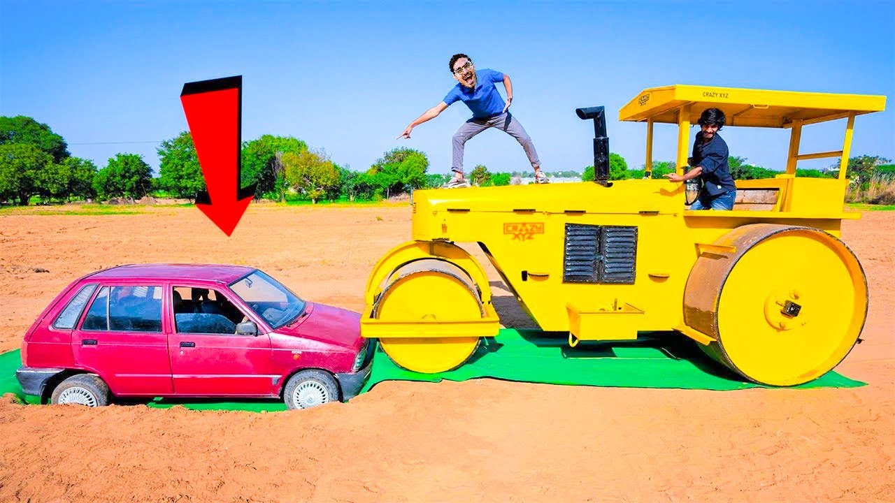 CAR vs Road Roller रोड रोलर ने बना दी गाडी की चटनी Extreme Experiment - YouTube