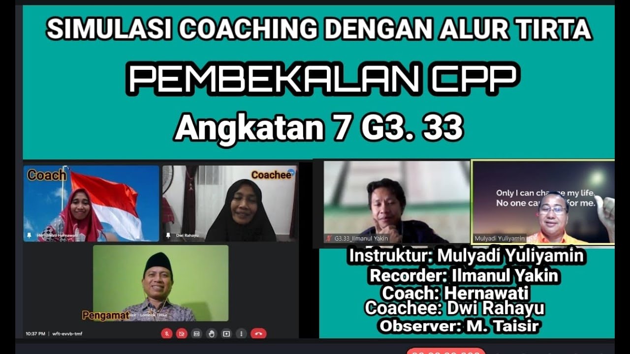 SIMULASI COACHING DENGAN ALUR TIRTA | PEMBEKALAN CAPP ANGKATAN 7 G3.33 ...