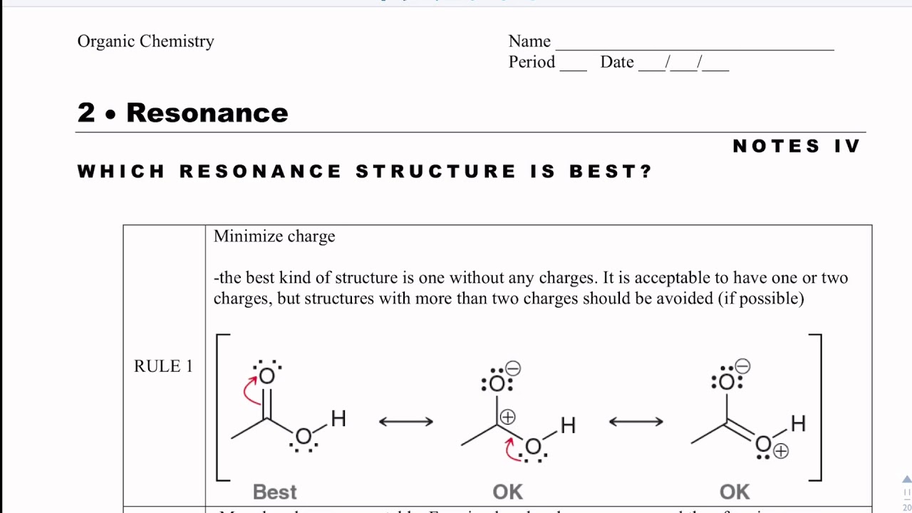 Organic Chemistry Notes 3.4- Which Resonance Structure is Best? - YouTube