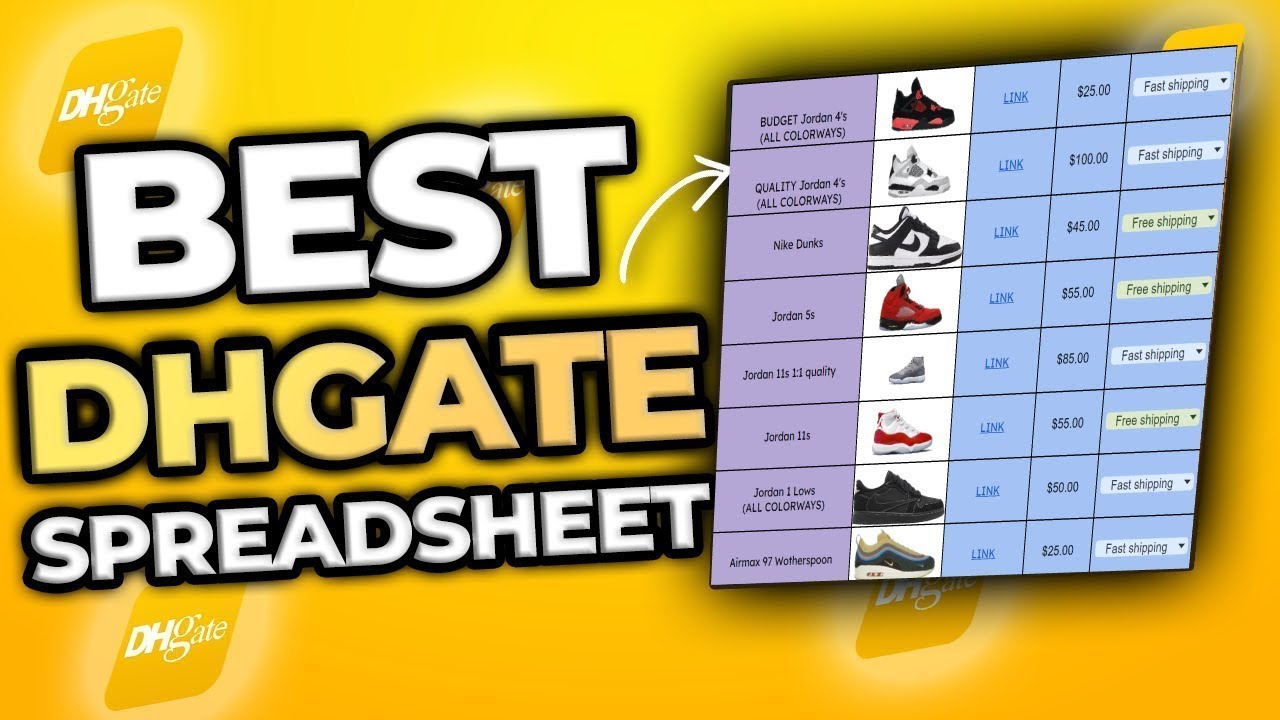 BEST DHGATE SPREADSHEET IN 2025 | (BEST DHGATE FINDS) - YouTube