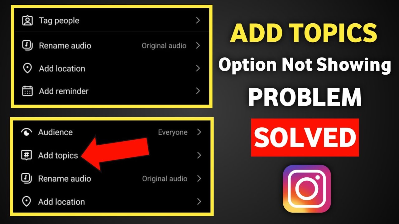 Instagram "Add Topics" option not showing Problem Fix | Add Topics ...
