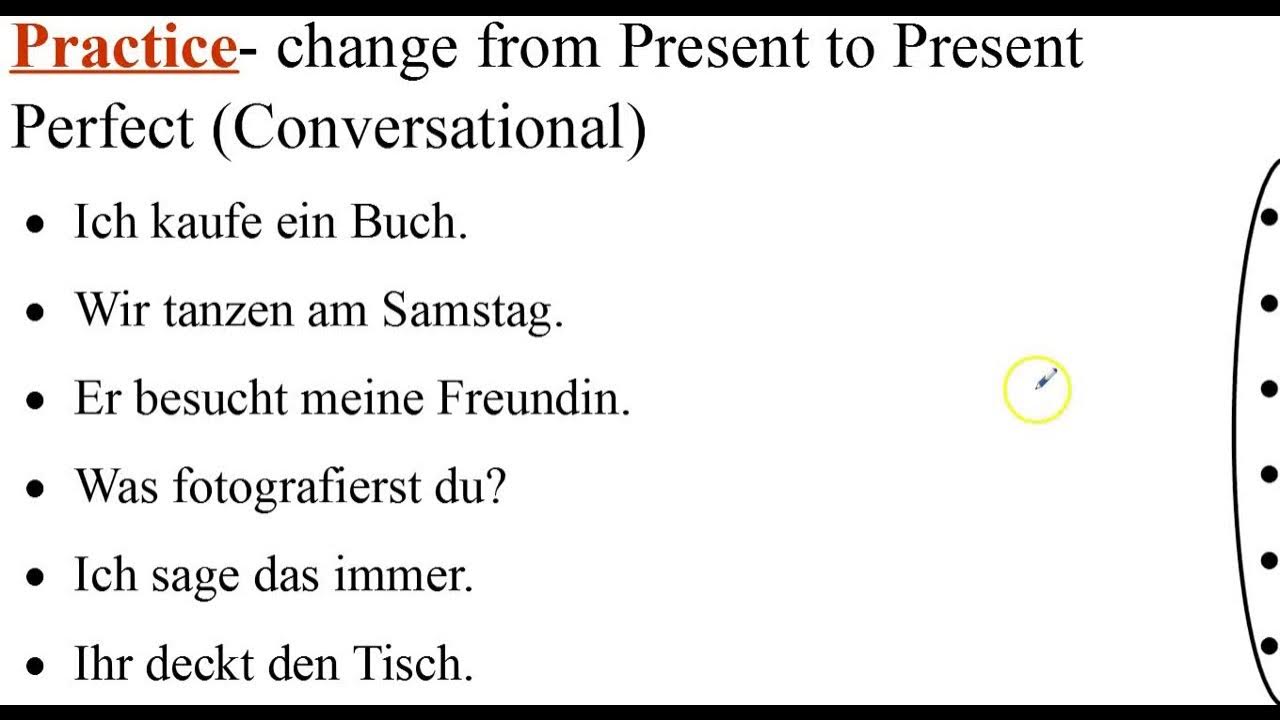 German Grammar: Present Perfect Tense - Regular (Weak) Verbs Practice ...
