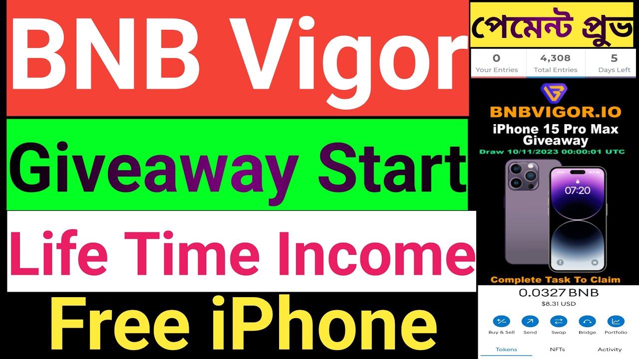 BNB Vigor Payment Prove | Life Time Income | Giveaway Start | Free ...