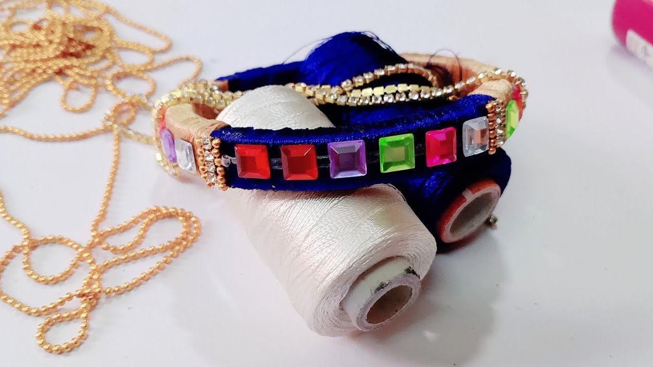 Multi Colored bangle /how to make silk thread bangle/simple and beautiful silk thread bangle ...