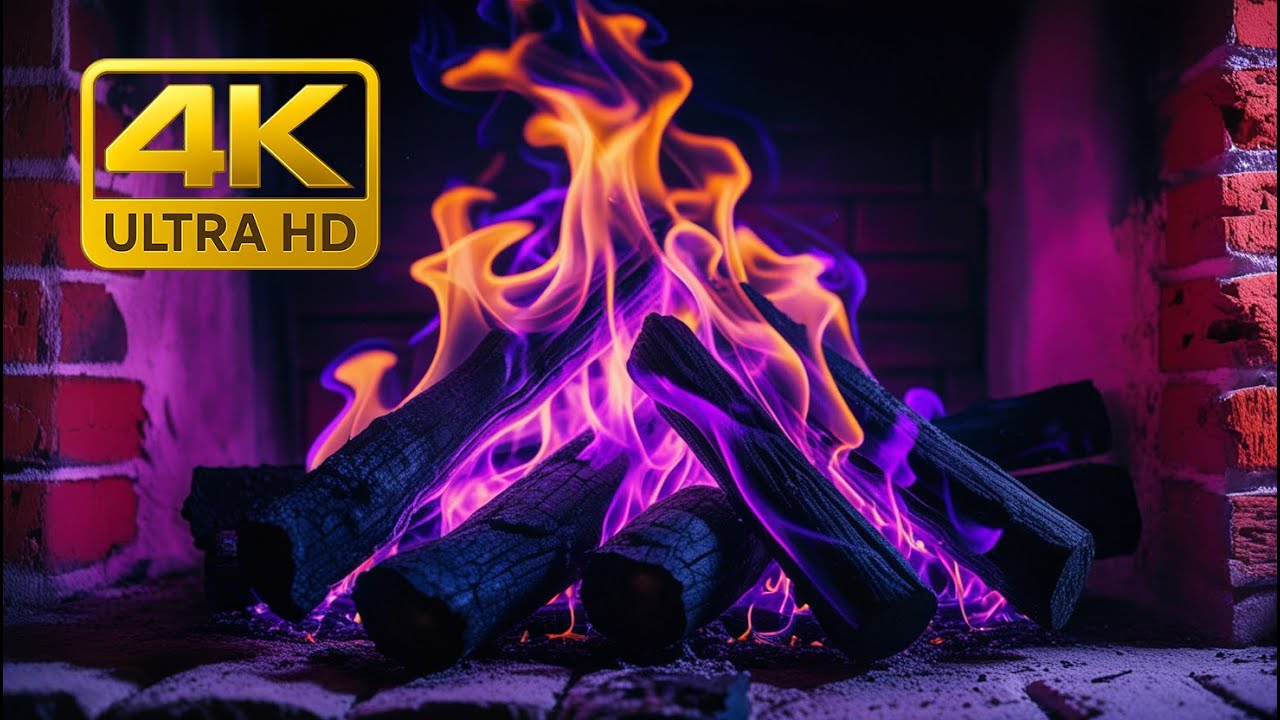 Mystical Purple Fireplace with Gentle Flames Creating a Serene ...