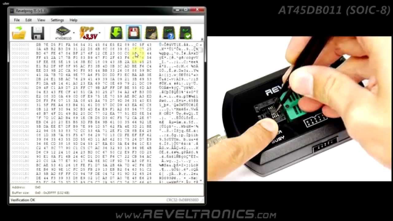 AT45DB011 dataflash programming with REVELPROG-IS - YouTube