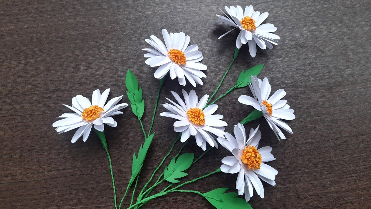 How to Make Daisy Flower From Colour Paper | Paper Craft | Home Decor # ...