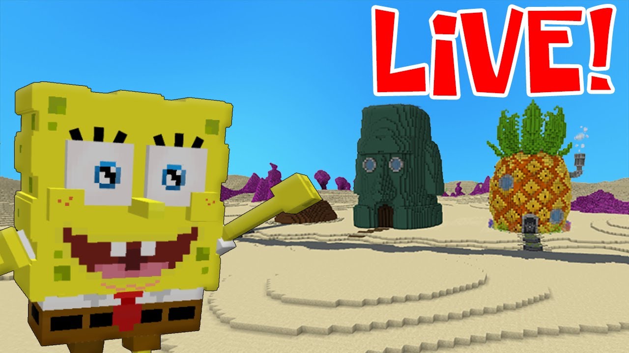 LIVE🔴Building SpongeBob Bikini Bottom in Minecraft! - YouTube