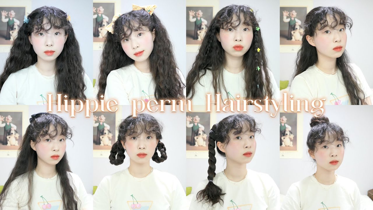 쉽게 따라할 수 있는 9가지 헤어 스타일링👩🏻🦱집게핀 똥머리 반묶음 양갈래 머리 땋기 1년차 히피펌 관리 방법까지