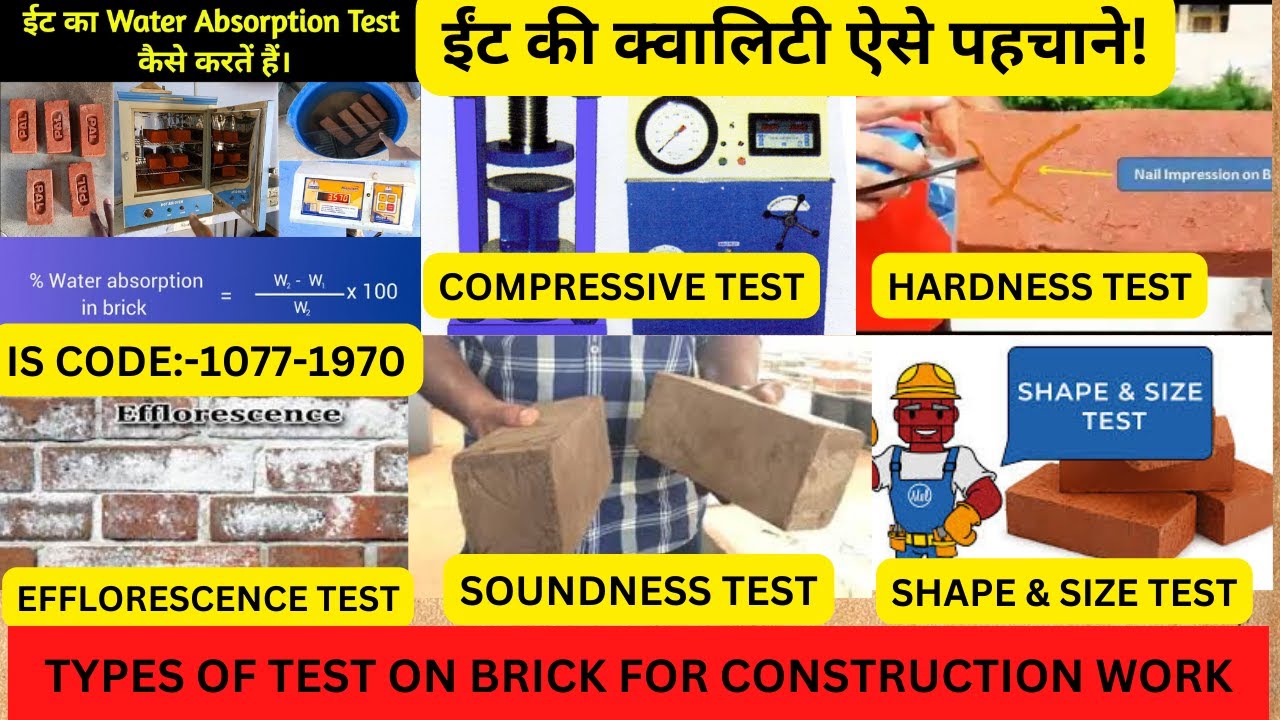 Types of Tests on Bricks for Building Construction Work Is:-1077-1970 ...