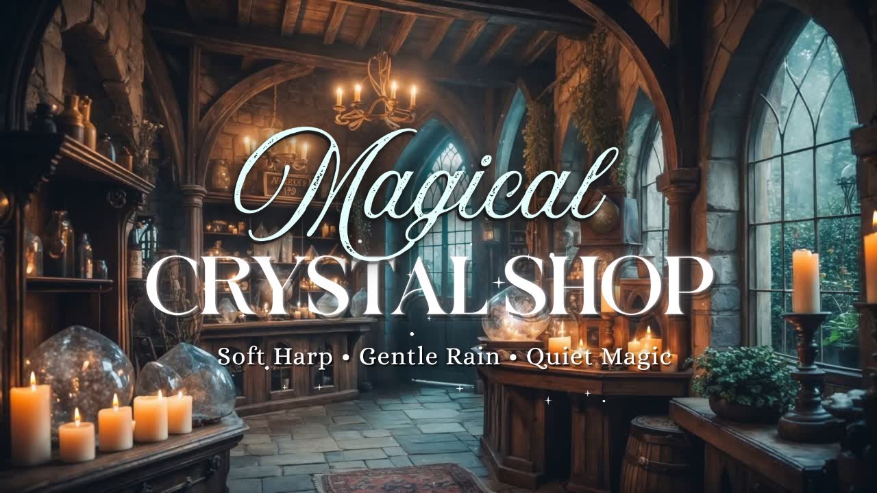 Magical Crystal Shop Ambience — Rainy Evening & Sparkling Crystals ...