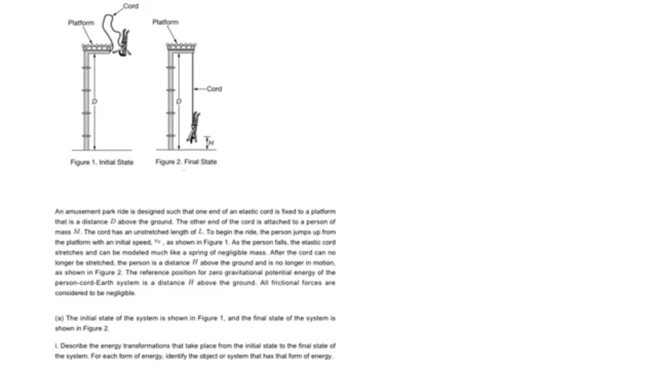 AP Physics 1 - Energy FRQ - Bungee Problem - YouTube