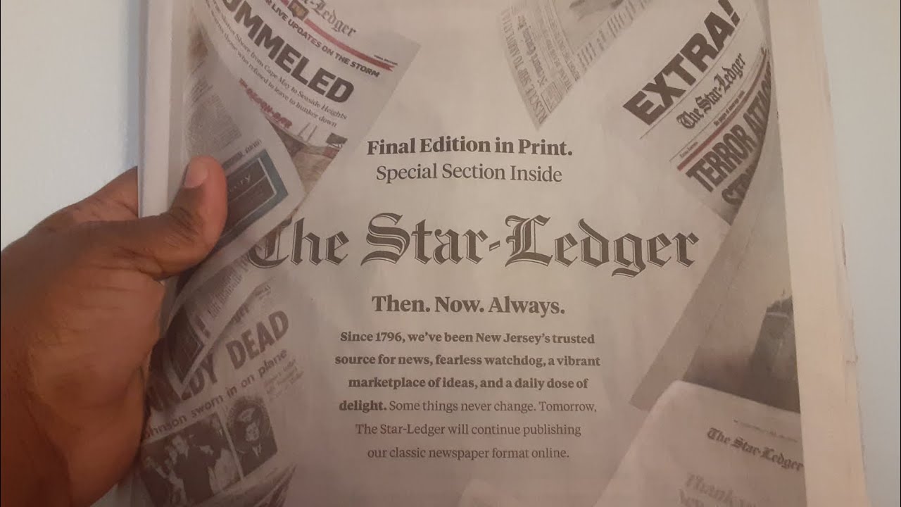 R.I.P. to the Star Ledger newspaper 📰 printed edition - YouTube