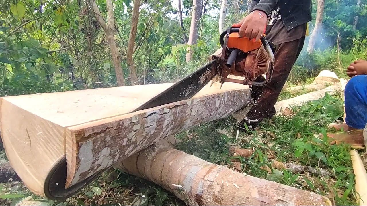 Woodworker Philippines||Split the native wood for fishing boat - YouTube