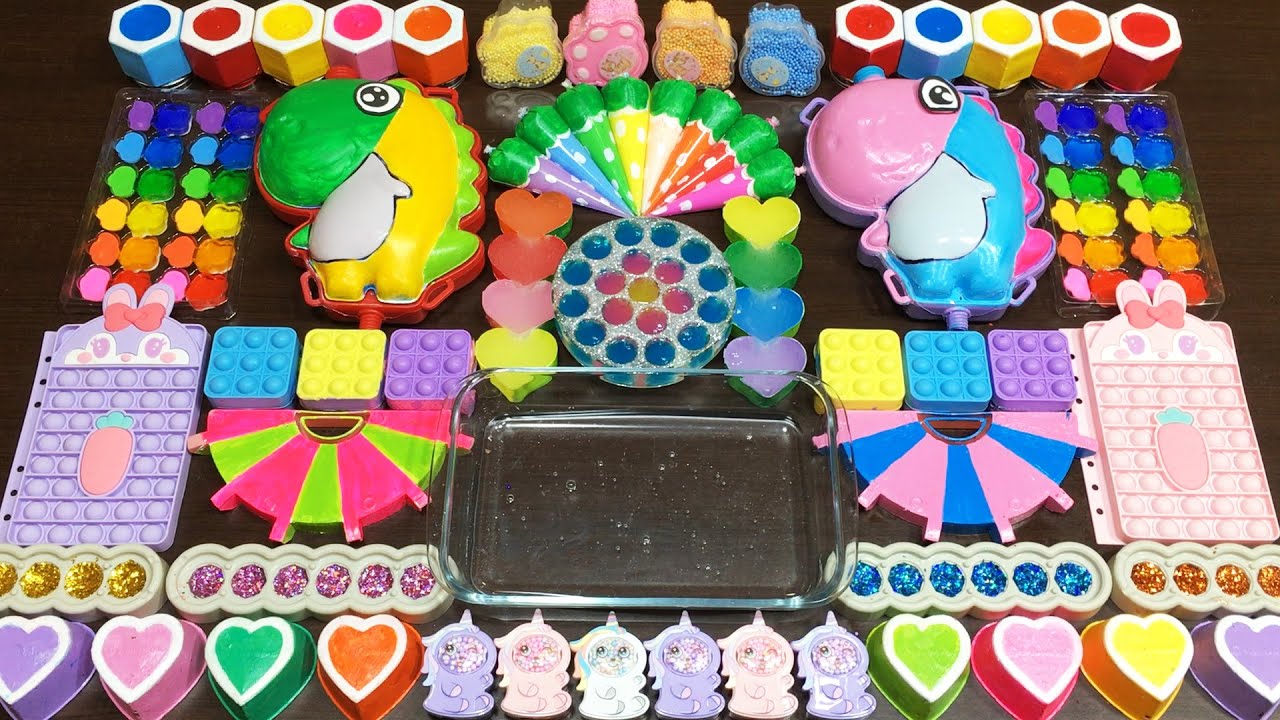 RAINBOW SLIME | Mixing random into CLEAR Slime I Relaxing slime videos ...