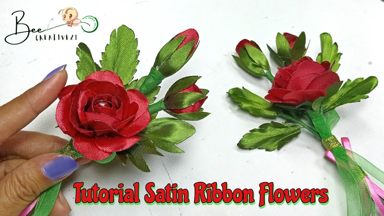 DIY || How to Make Satin Ribbon Flower Easy || Rose Brooch ...