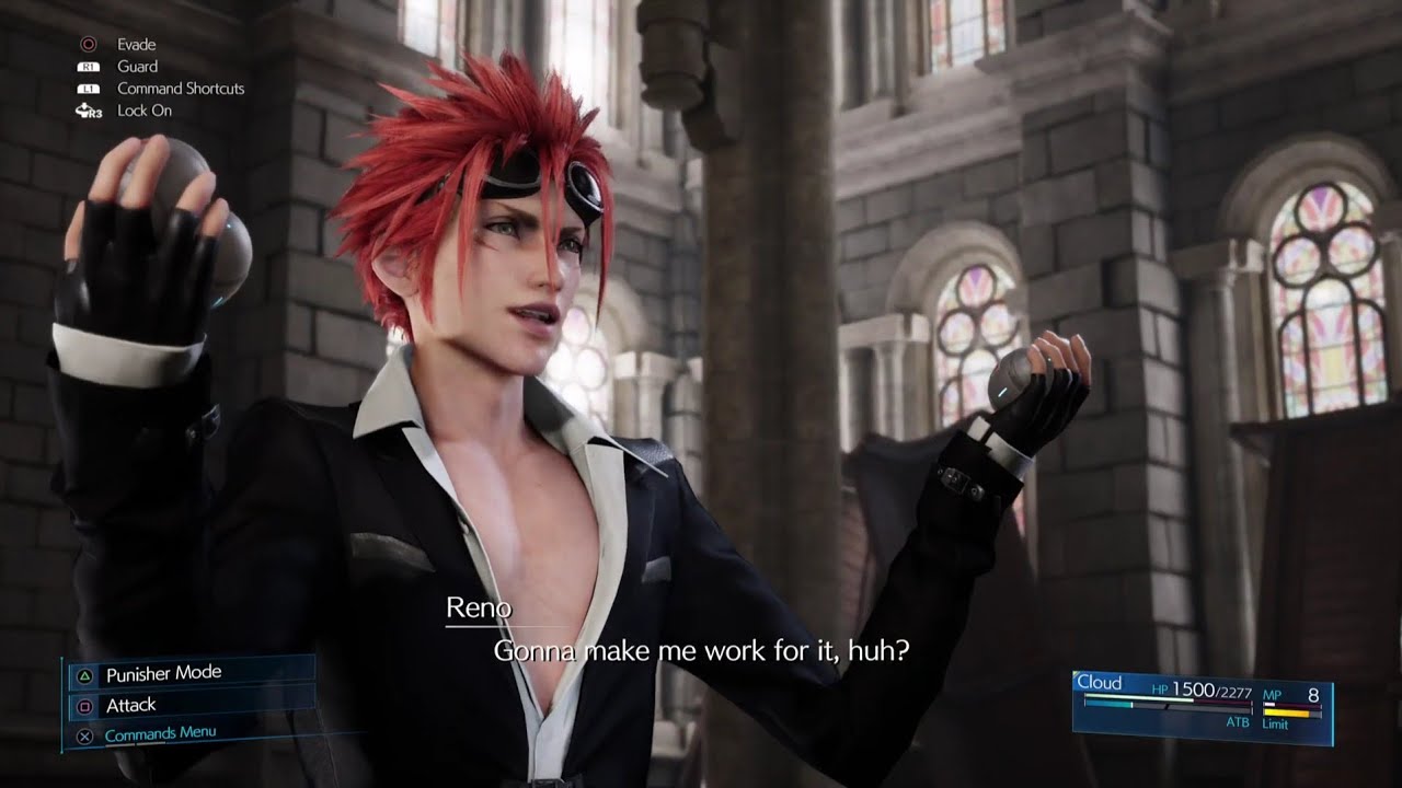 FFVII Remake Reno boss battle in Aerith's church - YouTube