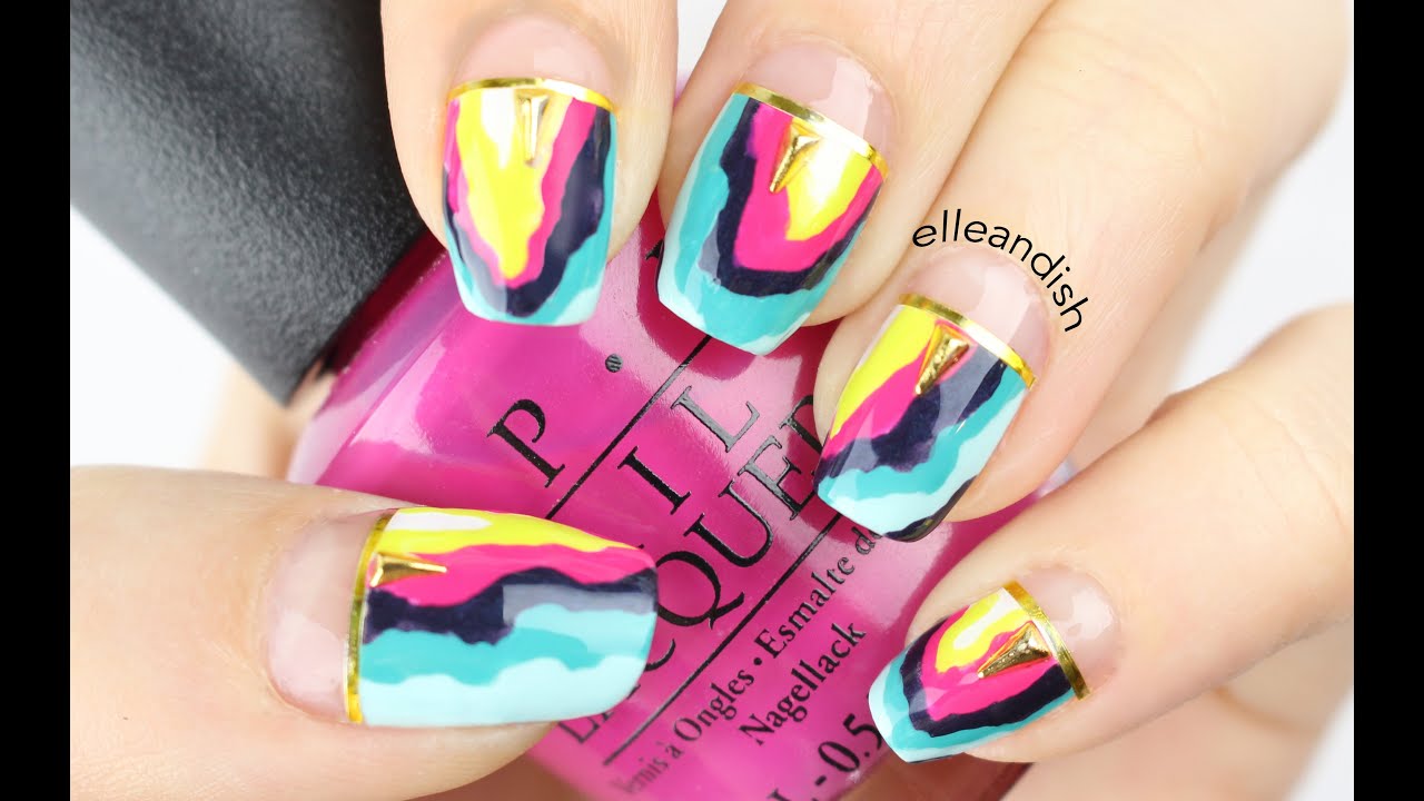 Colorful Geode / Agate Nails - Mani swap with Nina Nailed It! - YouTube