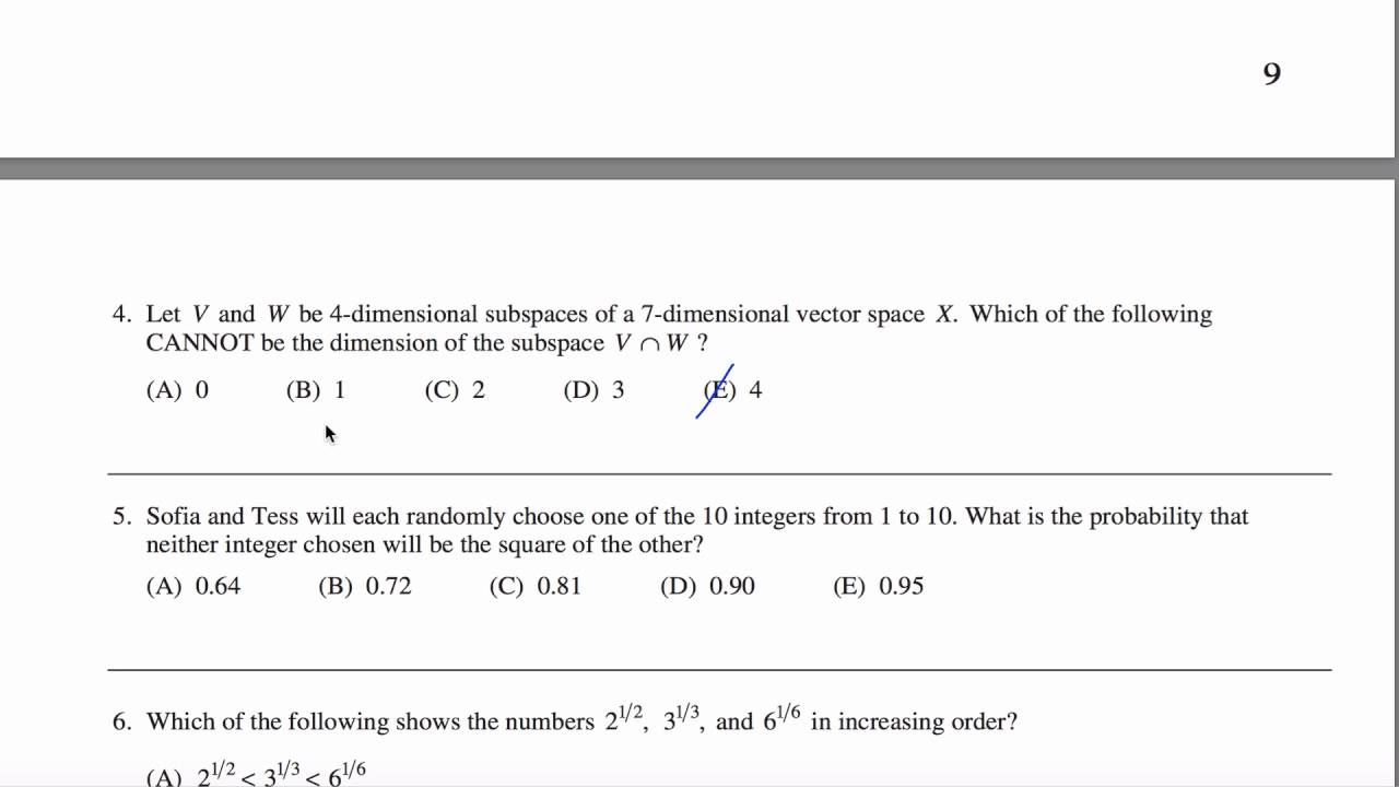 Math Subject Gre Practice Test #4 GR1268 - YouTube