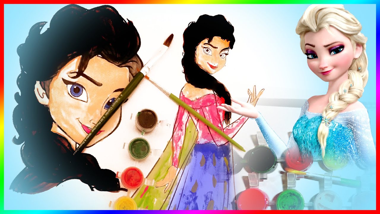 Learn Colors with Frozen Paint For Kids Children Toddler / Watercolor ...