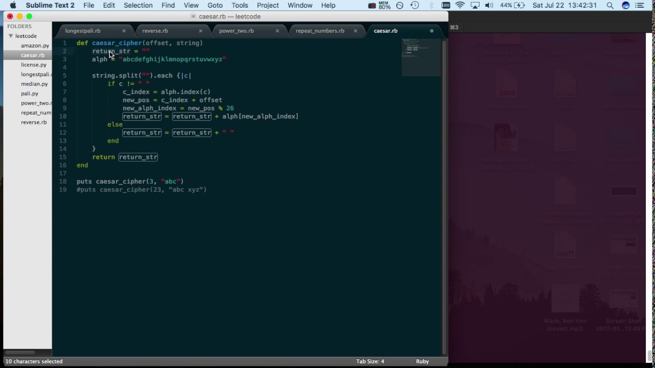 Caesar Cypher Ruby - YouTube