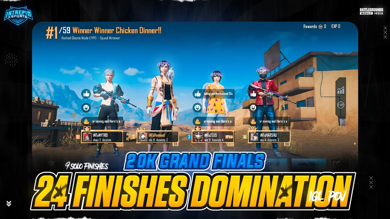 20K GRANDFINALS || SOLO 9 FINISHES || IGL POV || TEAM INTREPID ESPORTS ...