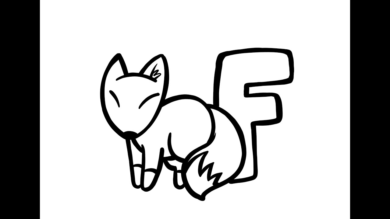 F Letter Fox Alphabet drawing, painting and colouring for kids, toodles ...