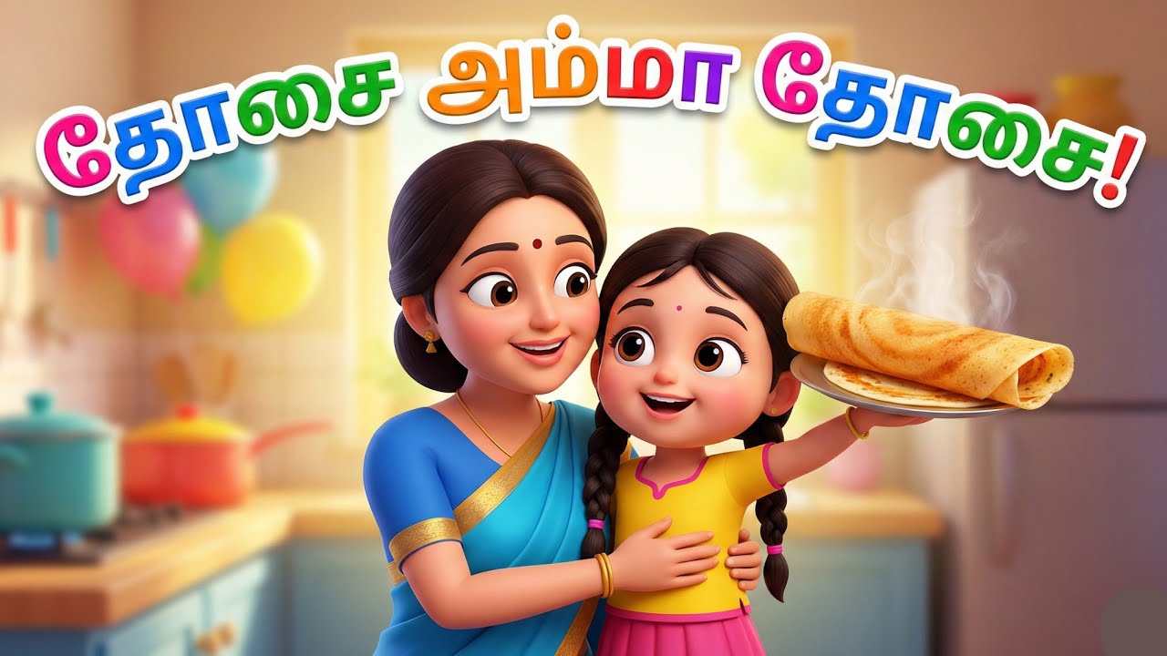 தோசை அம்மா தோசை | Amma Sutta Dosai | Tamil Kids Cartoon Rhyme | Dosa ...
