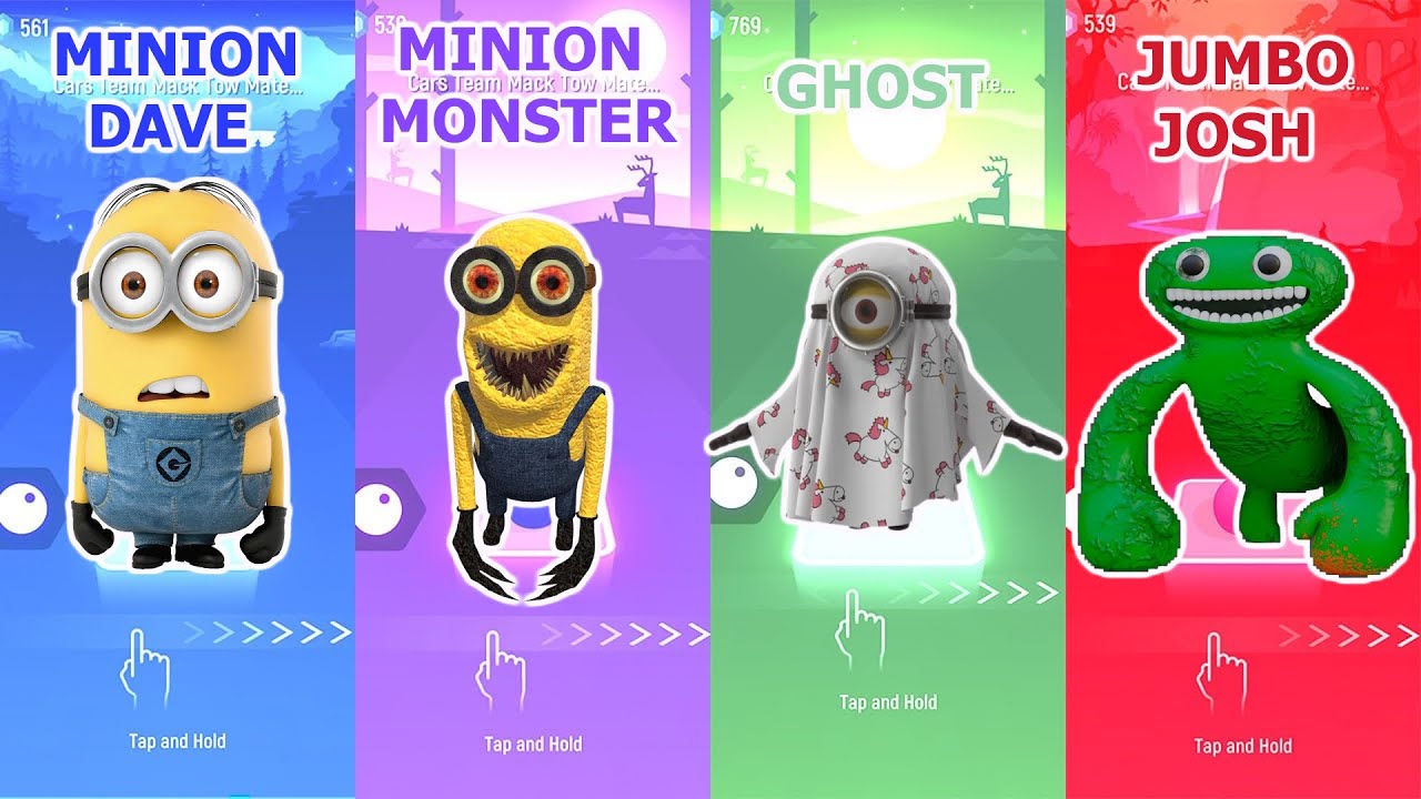 Minion characters and Garten of Banban play Tiles Hop - Dave vs Monster ...