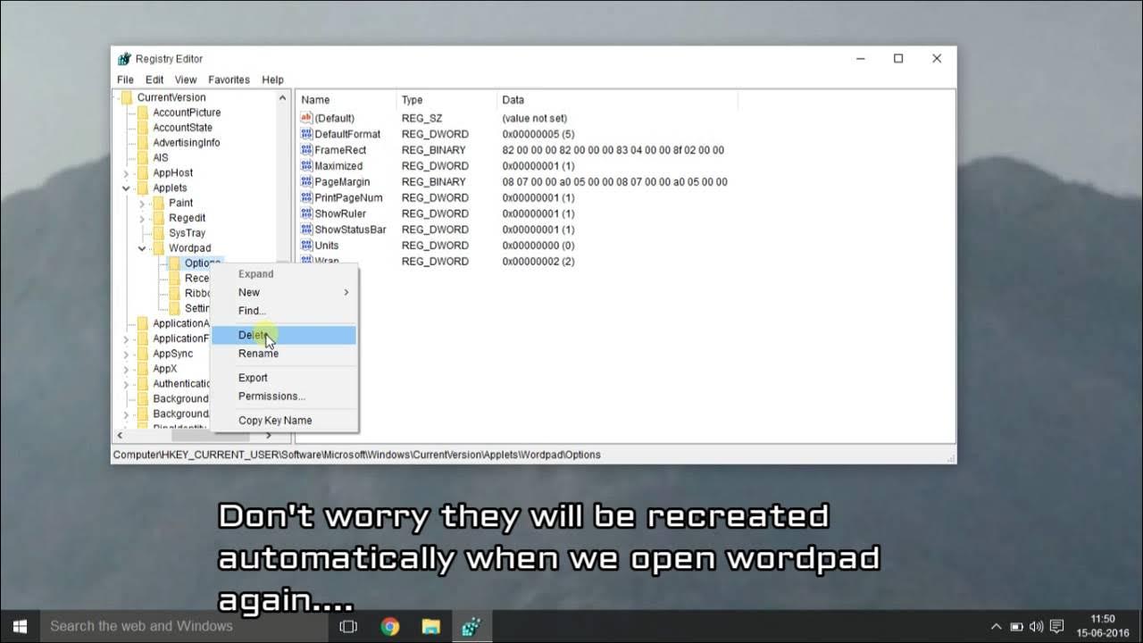 Here is how we can reset the Wordpad's default settings... - YouTube